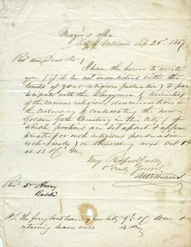 Andrew Williams letter, 1857 | Oakland Public Library
