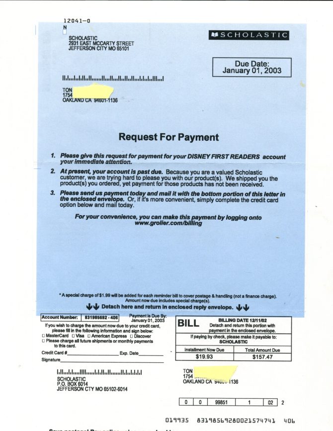 Request For Payment | Oakland Public Library